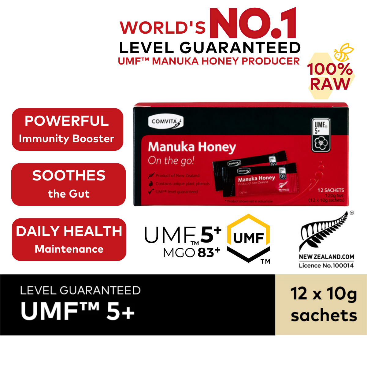 UMF™ 5+ Manuka Honey, 12 sachets. – Comvita Singapore