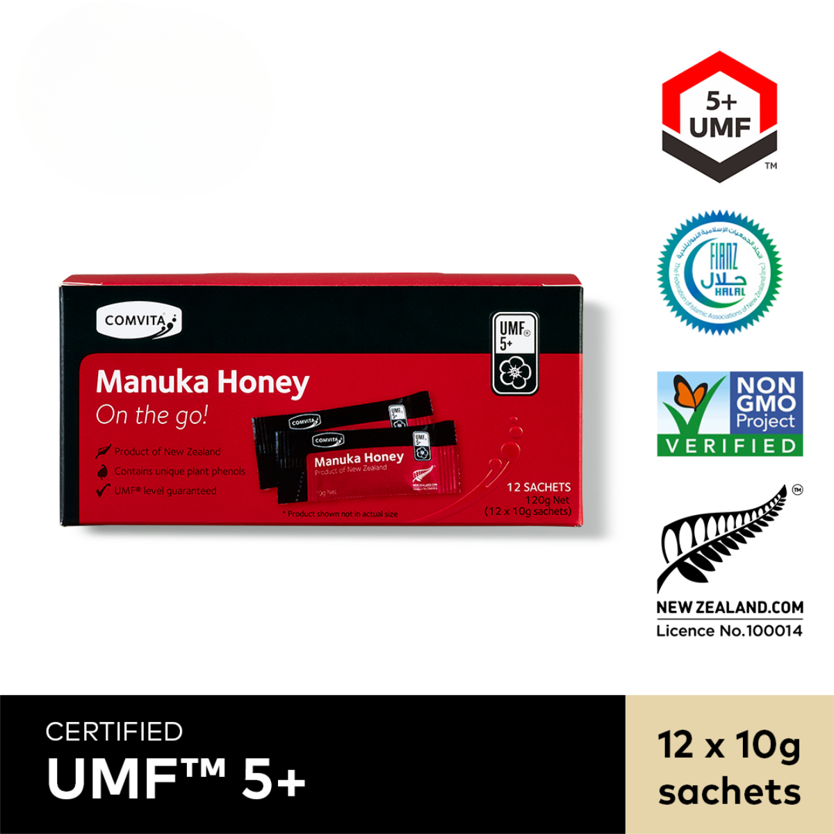 UMF™ 5+ Manuka Honey, 12 sachets. – Comvita Singapore